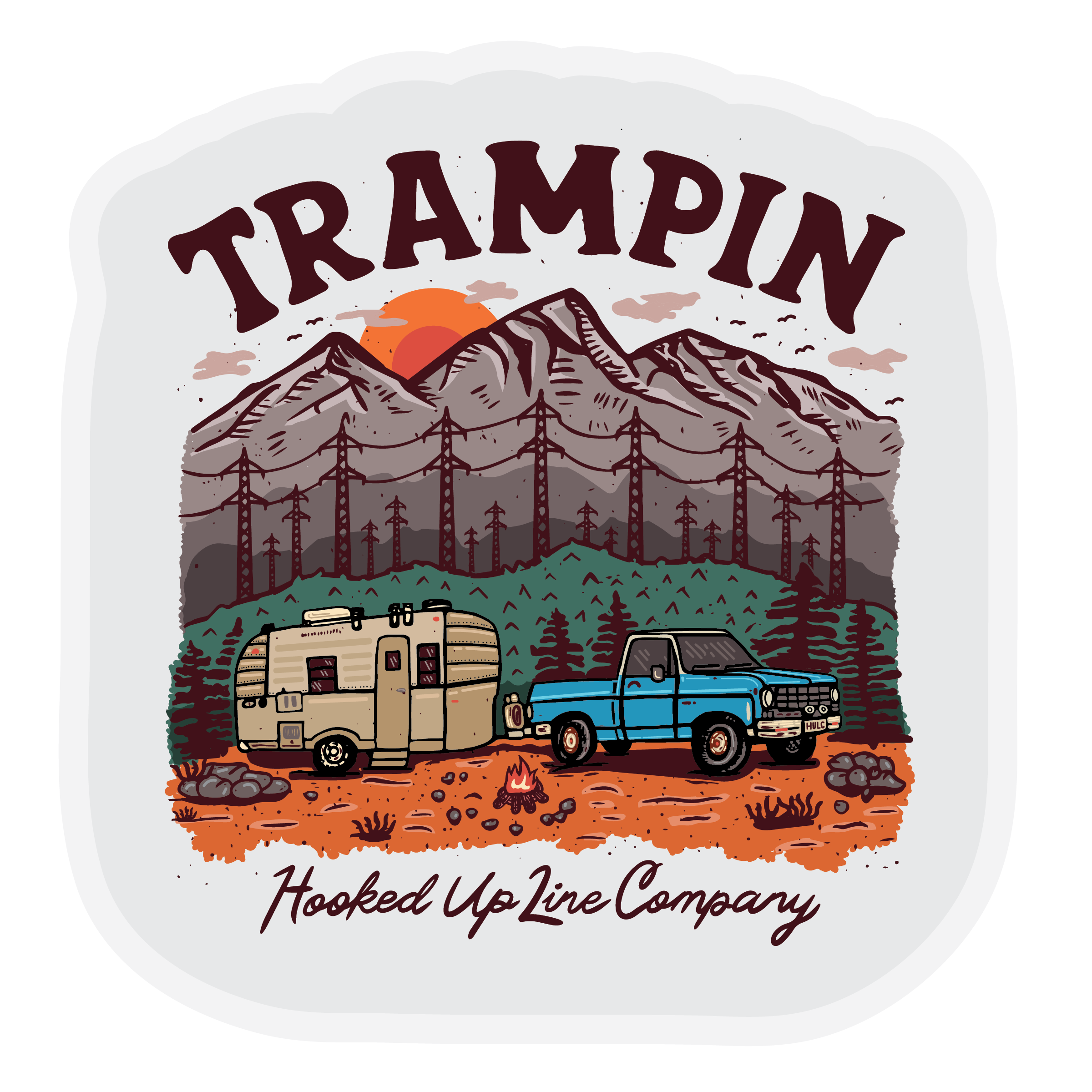 Trampin Sticker – Hooked Up Line Company